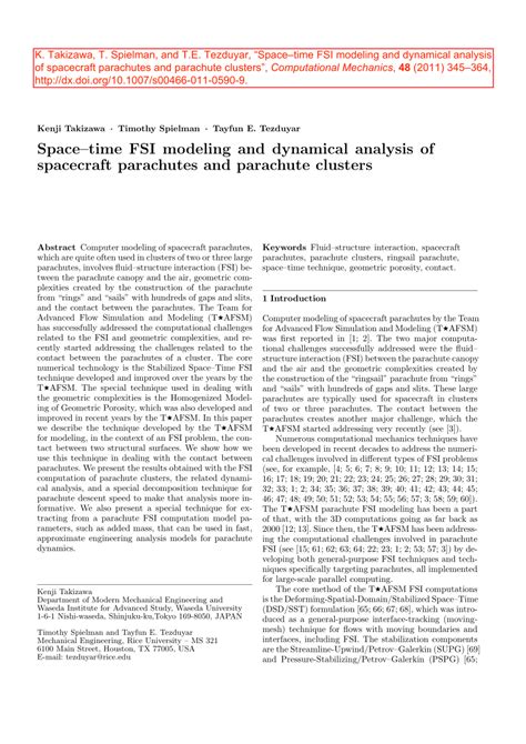Pdf Space Time Fsi Modeling And Dynamical Analysis Of Spacecraft