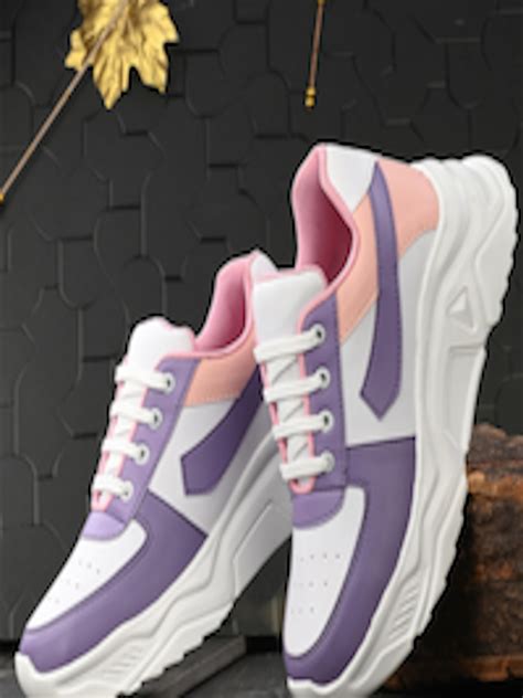 Buy Roadster Women Purple And White Colourblocked Non Marking Running
