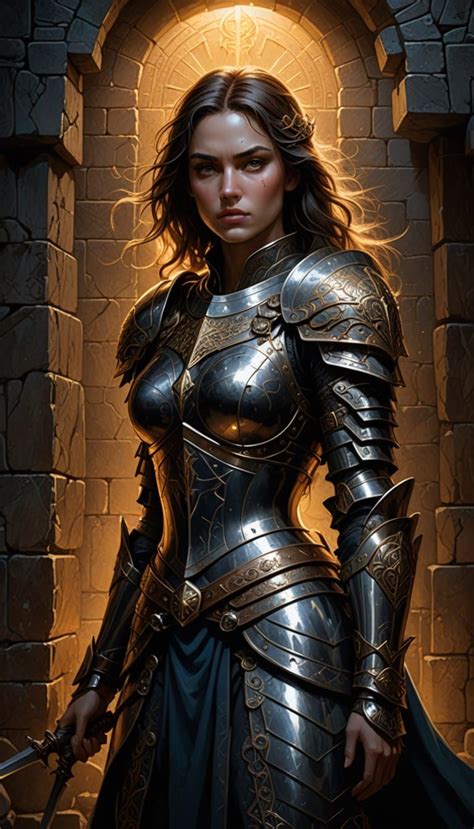 Lady Paladin Dark Fantasy Lady Paladin In Heroic Pose
