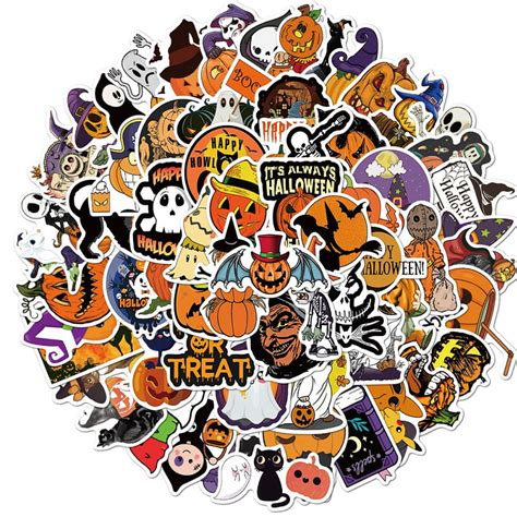100 Pcs Holographic Shiny Halloween Vinyl Stickers For Water Bottles