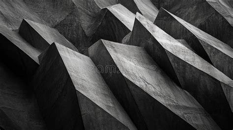 Geometric Concrete Structure Showcasing Angular Design In Monochrome Tones Stock Illustration