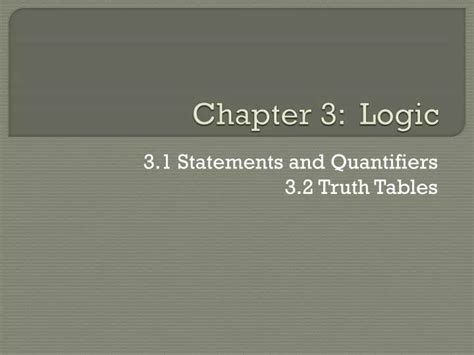 Ppt Chapter 3 Logic Powerpoint Presentation Free Download Id1852840