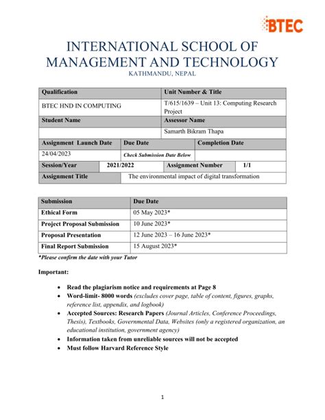 Computing Research Project Assignment Brief