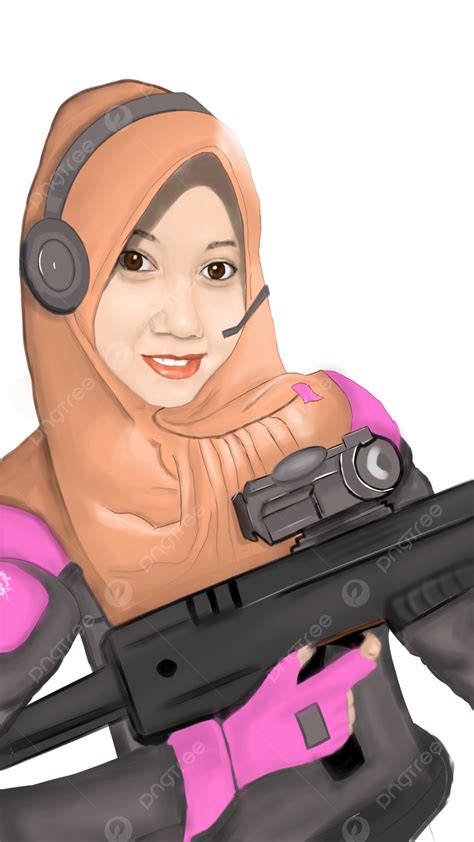 Hijab Cute Girl With Weapon Png Psd Vector Hijab Cute Girl Weapon