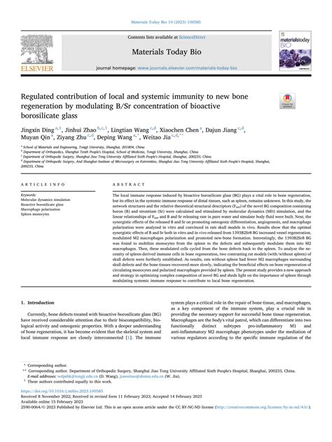 Pdf Regulated Contribution Of Local And Systemic Immunity To New Bone