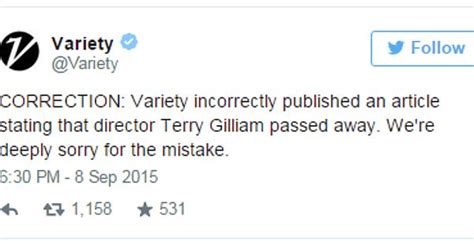 Terry Gilliam Monty Python Director Mistakenly Reported As Dead Fans React With Python Eqsue