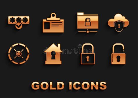 Set House Under Protection Cloud And Shield Open Padlock Lock Safe Ftp Folder Password