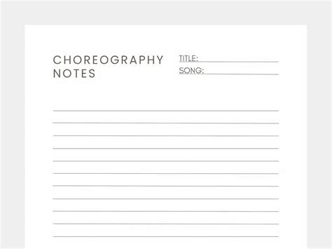 Dance Choreography Planner Printable Sheets Dance Organization 8 Count