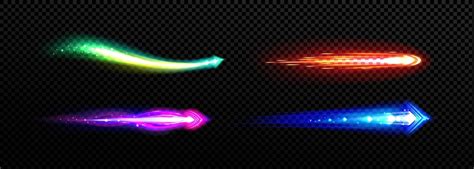 운석 별 미사일 화염 세트의 Vfx 효과 무료 벡터