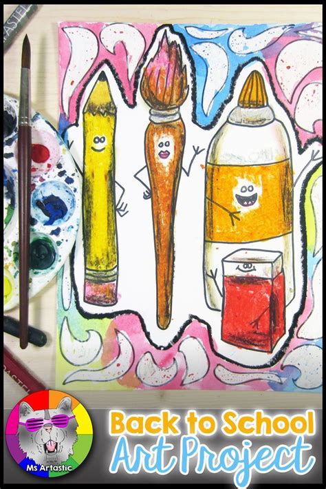 Back To School Art Lesson School Supplies Art Project First Week Art Activity School Art