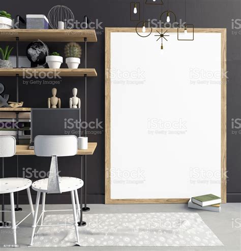 현대 조명 인테리어 스타일 로프트 장식용 파는 및 기념품 몇의 자 램프 책상 작업 선반으로 구성 된 연구에 대 한 장소에서 3d