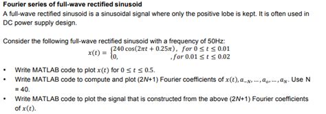 Fourier Series Of Full Wave Rectified Sinusoid A