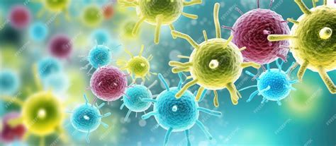 Colorful Viruses And Pathogens In Microscopic View Premium Ai Generated Image