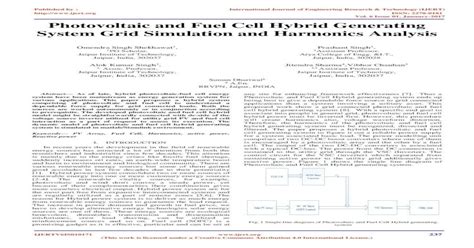 Pdf Photovoltaic And Fuel Cell Hybrid Generating System Grid · A Photovoltaic Cell Model