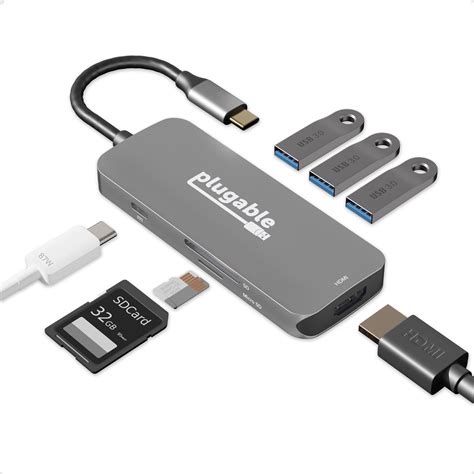 Plugable USB C Hub Multiport Adapter In Hub W Charging