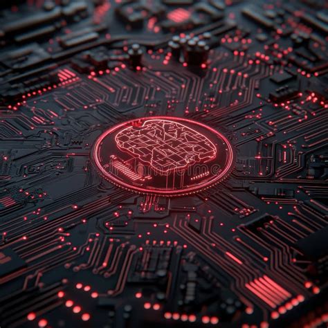 A Detailed View Of A Microchip With An Ai Brain Icon Integrated Into A Glowing Circuit Board