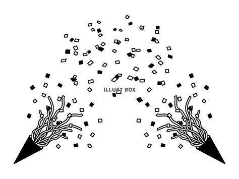 無料イラスト パーティクラッカーの白黒イラスト