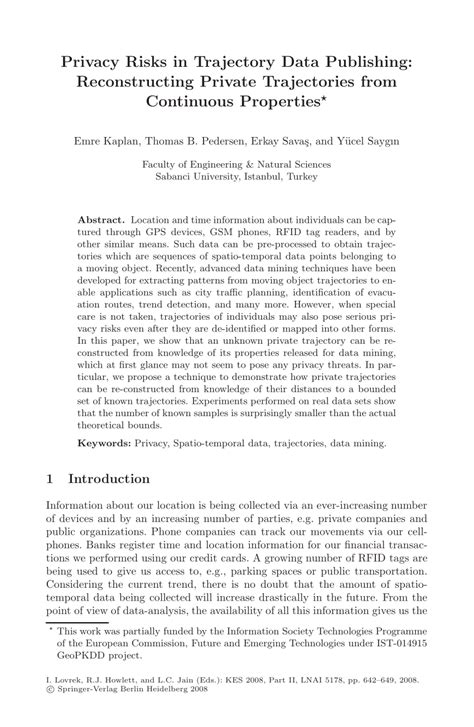 Pdf Privacy Risks In Trajectory Data Publishing Reconstructing Private Trajectories From