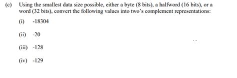 Solved C Using The Smallest Data Size Possible Either A