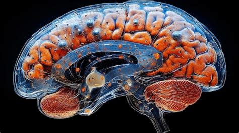 Human Brain Anatomy Crosssection With Neurons Synapses A Cerebral