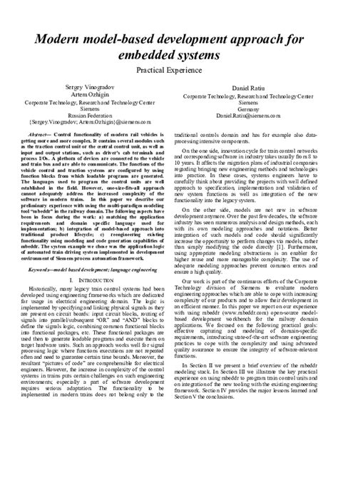 Pdf Modern Model Based Development Approach For Embedded Systems Practical Experience