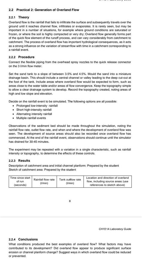 Solved 2 2 Practical 2 Generation Of Overland Flow 2 2 1 Chegg Com
