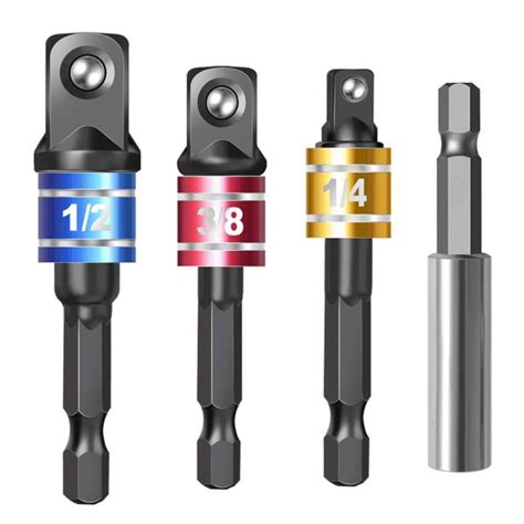 NANLIY 4 Pieces Impact Driver Socket Adapter Set With Magnetic