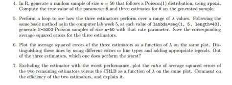 4 In R Generate A Random Sample Of Size N50 That