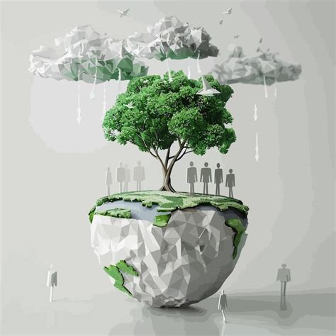 Premium Vector A Tree With A Tree On It And A Man In The Middle Of The Earth