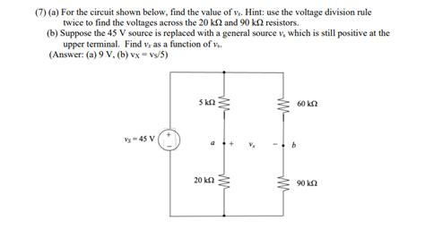 Solved A For The Circuit Shown Below Find The Value Chegg