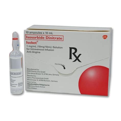 Isoket Isosorbide Dinitrate 1mg Ml 10mg 10ml Solution For Iv