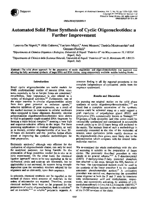 Pdf Automated Solid Phase Synthesis Of Cyclic Oligonucleotides A Further Improvement