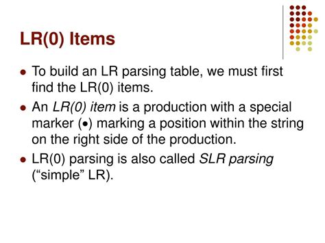 Ppt Lr Parsing The Items Powerpoint Presentation Free Download