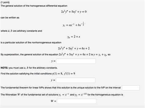 Solved 1 Point Fundamental Existence Theorem For Linear