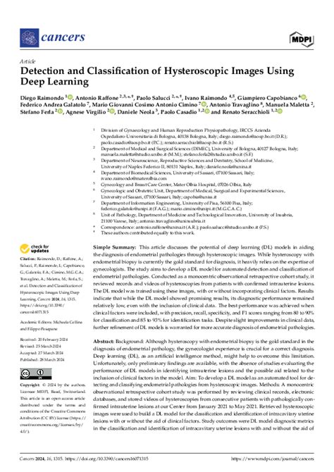 Pdf Detection And Classification Of Hysteroscopic Images Using Deep Learning