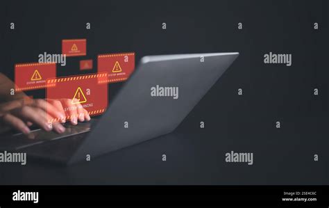 System Warning Sign For Notification Cyber Attack On Computer Network System Hacked Alert Due