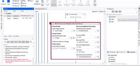 Wait For Document Validation Action And Resume Object Reference Not Set To An Instance Of An