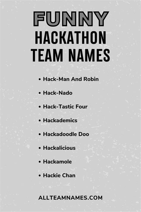 hackathon team names team names team names list hackathon