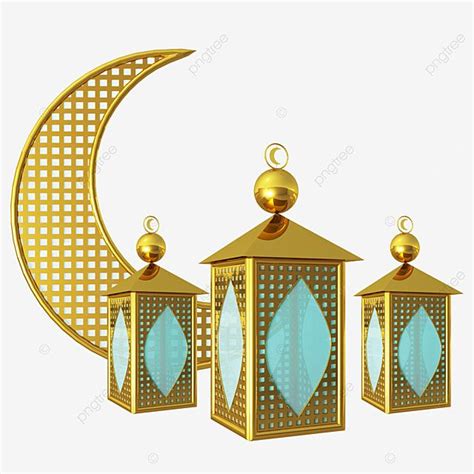 Ramadan Design With Golden Crescent And Lanterns