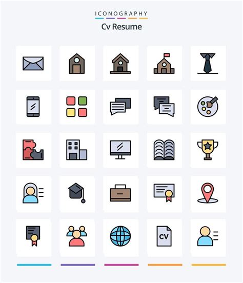 Creative Cv Resume 25 Line Filled Icon Pack Such As Education Calc