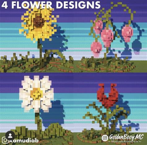 4 Flower Designs For Minecraft