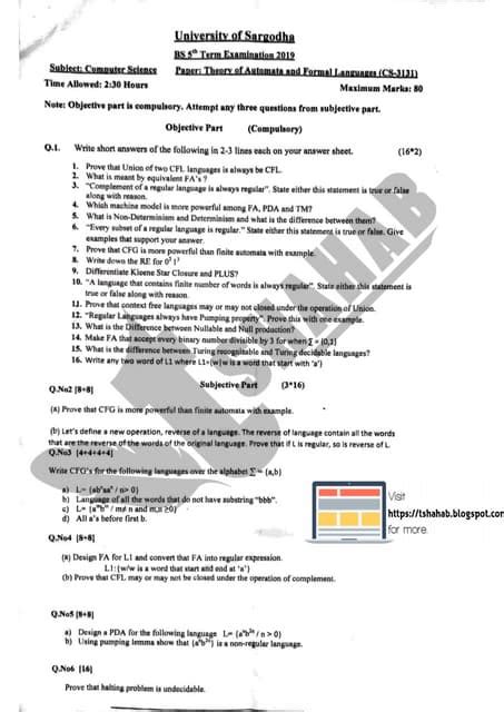 Automata Cs 2019 Pdf Education