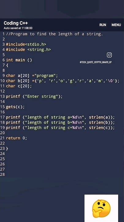 program to find the length of a string in c youtubeshorts trending coding coding gyan cpp