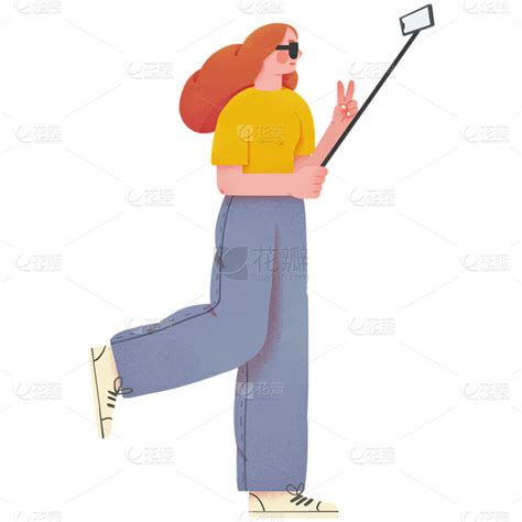 手绘 手机相关人物插画贴纸7