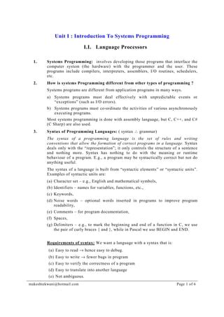Introduction To Systems Programming PDF