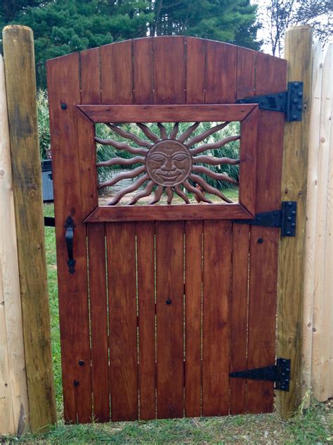 Hand Carved Sun Design Wooden Gate