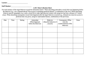 ABC Data Collection Sheet Behavior Analyst Resource Center