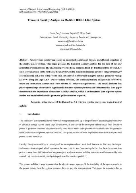 PDF Transient Stability Analysis On Modified IEEE Bus System DOKUMEN TIPS