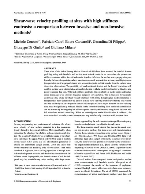 Pdf Shear Wave Velocity Profiling At Sites With High Stiffness Contrasts A Comparison Between