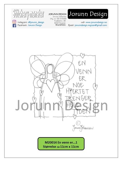 M20014 En Venn Er Stitcherymønster Jorunn Design